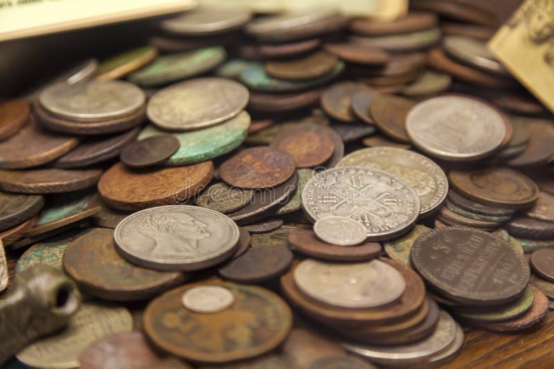 Pile of Ancient Coins, Selective Focus Stock Image - Image of history ...