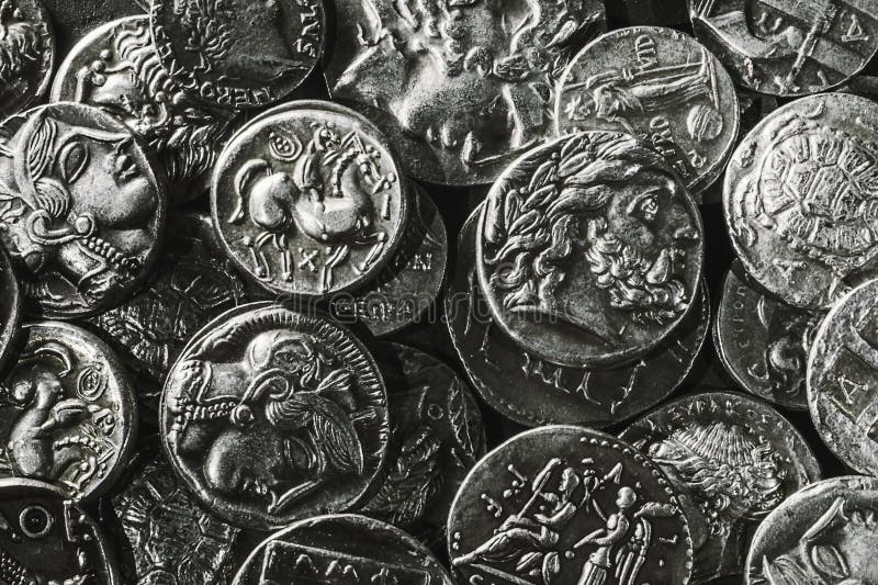 Pile of Ancient Silver Coins Stock Image - Image of rare, collection ...
