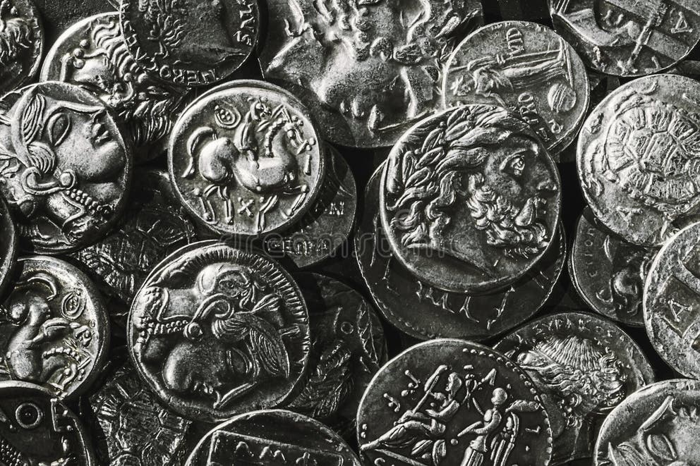Pile of Ancient Silver Coins Stock Image - Image of rare, collection ...