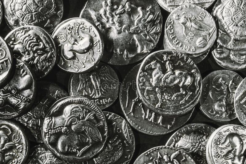 Pile of Ancient Silver Coins Stock Photo - Image of silvercoins, hoard ...