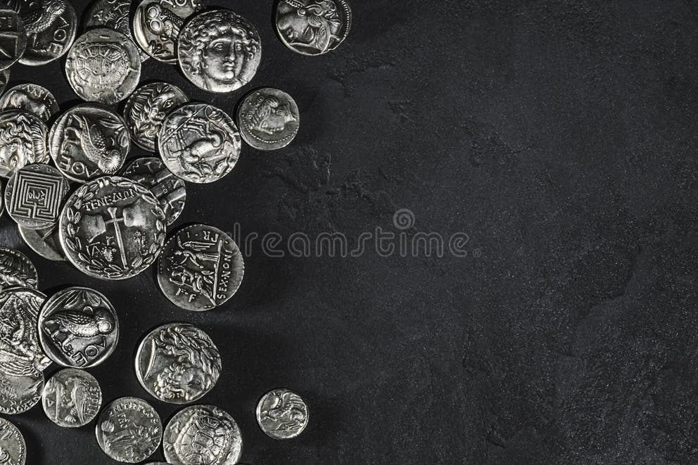 Pile of Ancient Silver Coins Stock Photo - Image of vintage, metal ...