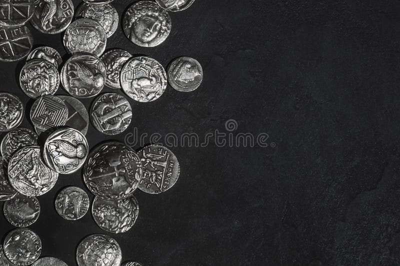 Pile of Ancient Silver Coins Stock Image - Image of precious ...