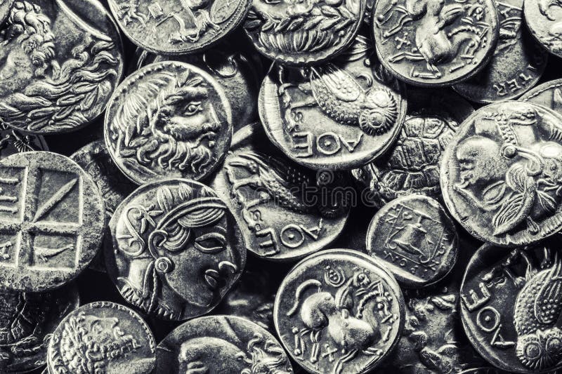 Pile of Ancient Silver Coins Stock Photo - Image of medieval, valuable ...