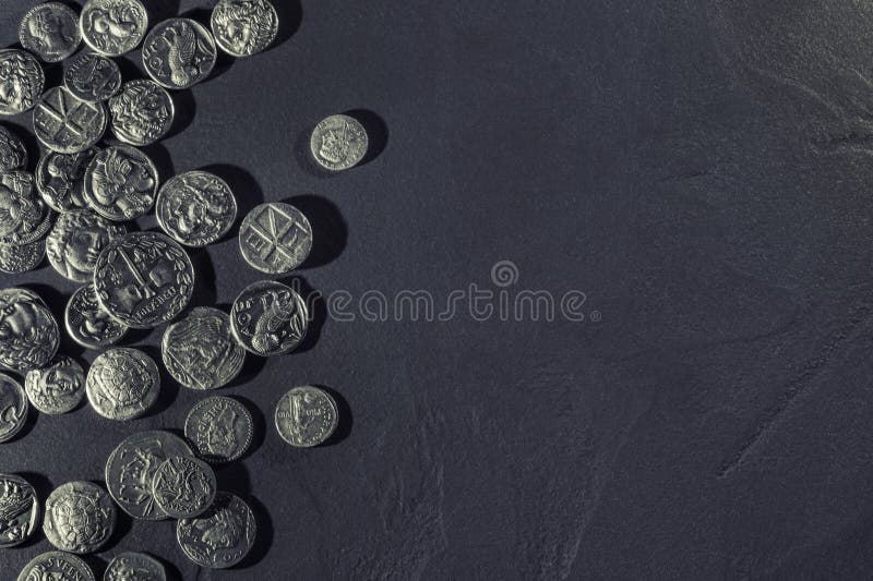 Pile of Ancient Silver Coins Stock Image - Image of treasure, artifact ...