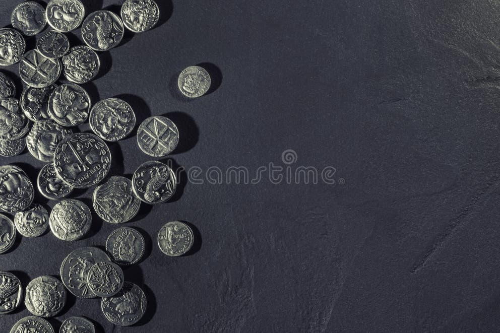 Pile of Ancient Silver Coins Stock Image - Image of treasure, artifact ...