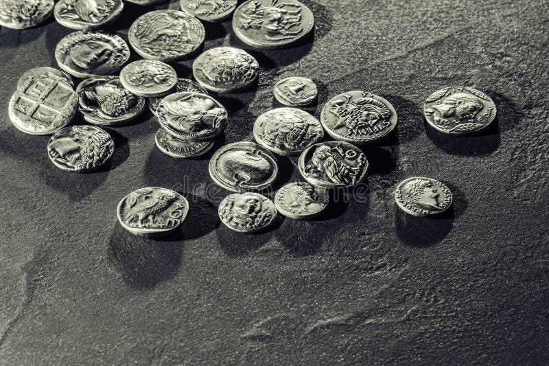 Pile of Ancient Silver Coins Stock Photo - Image of collectibles, pile ...