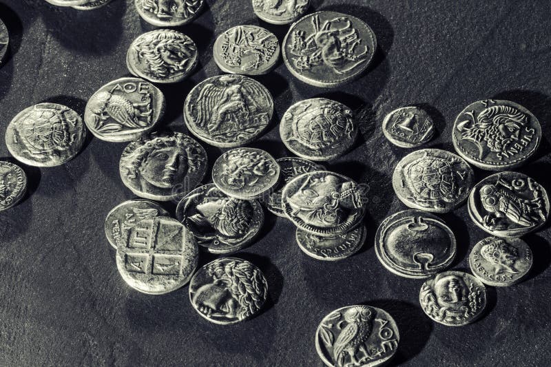 Pile of Ancient Silver Coins Stock Image - Image of money, history ...