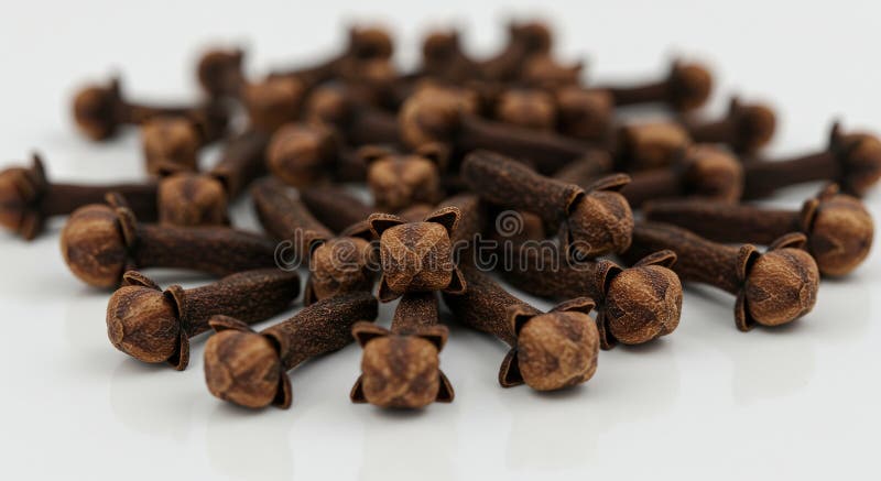 Pile of Aromatic Brown Cloves Displayed on a White Surface Stock ...