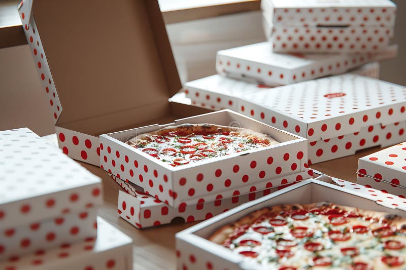 A Pile of Artisanal Pizza Boxes Along with a Display Box, Fast Food ...