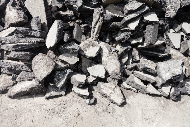 Pile of Asphalt Blocks Removed from the Road Stock Photo - Image of ...