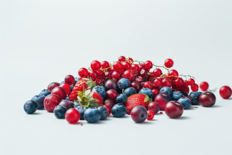 A Pile of Assorted Berries on a Clean White Surface Stock Photo - Image ...