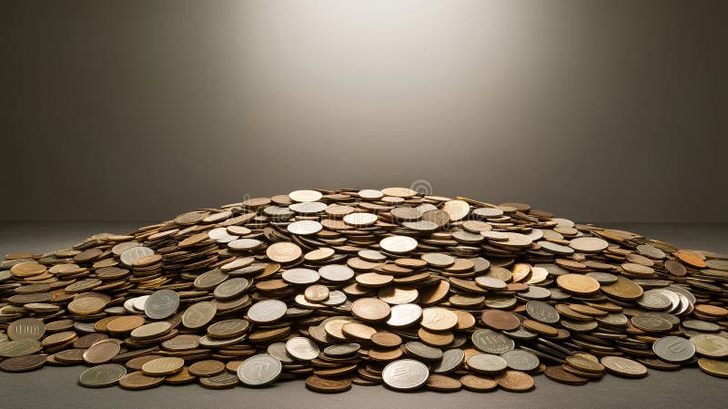 Pile of Assorted Coins Shining Under Soft Light Creating a Rich Texture ...