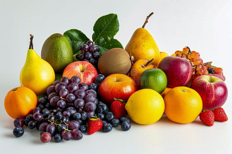 Pile of Assorted Fruits Including Apples Oranges and Grapes. Generative ...