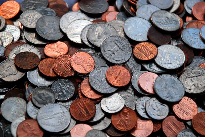 Pile of Assorted US Coins stock photo. Image of pile, nickels - 6316378