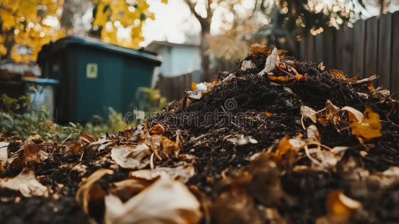 Pile of Autumn Leaves and Soil in Backyard Composting Area Stock ...