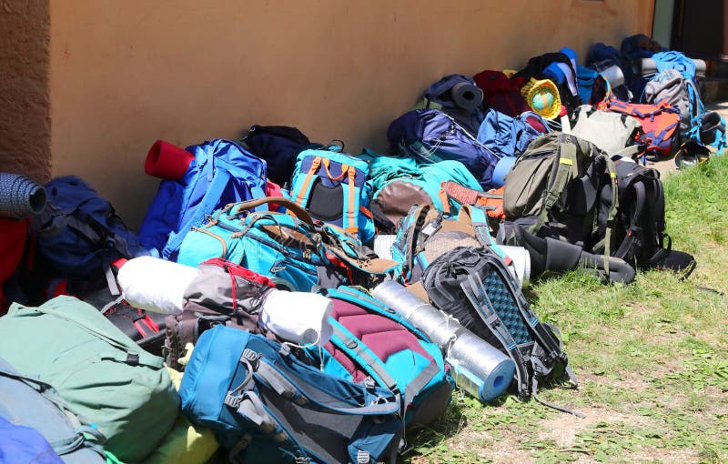 Pile of Backpack and Bags during the Scout Summer Camp Stock Photo ...