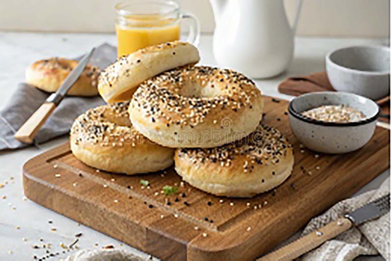 A Pile of Bagels with Sesame Seeds on Top, AI. a Pile of Bagels with Sesame Seeds on Top AI ...