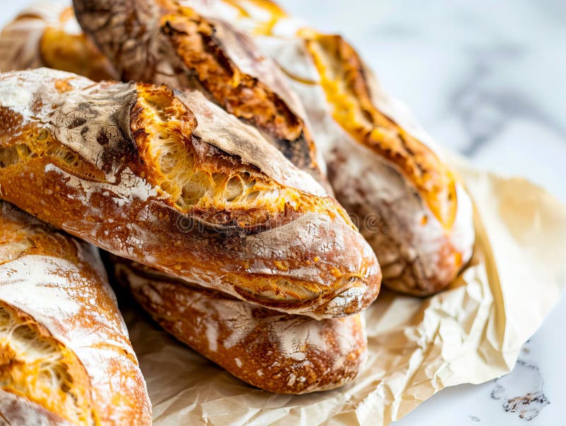 A Pile of Baguettes on a White Table Stock Photo - Image of pile ...