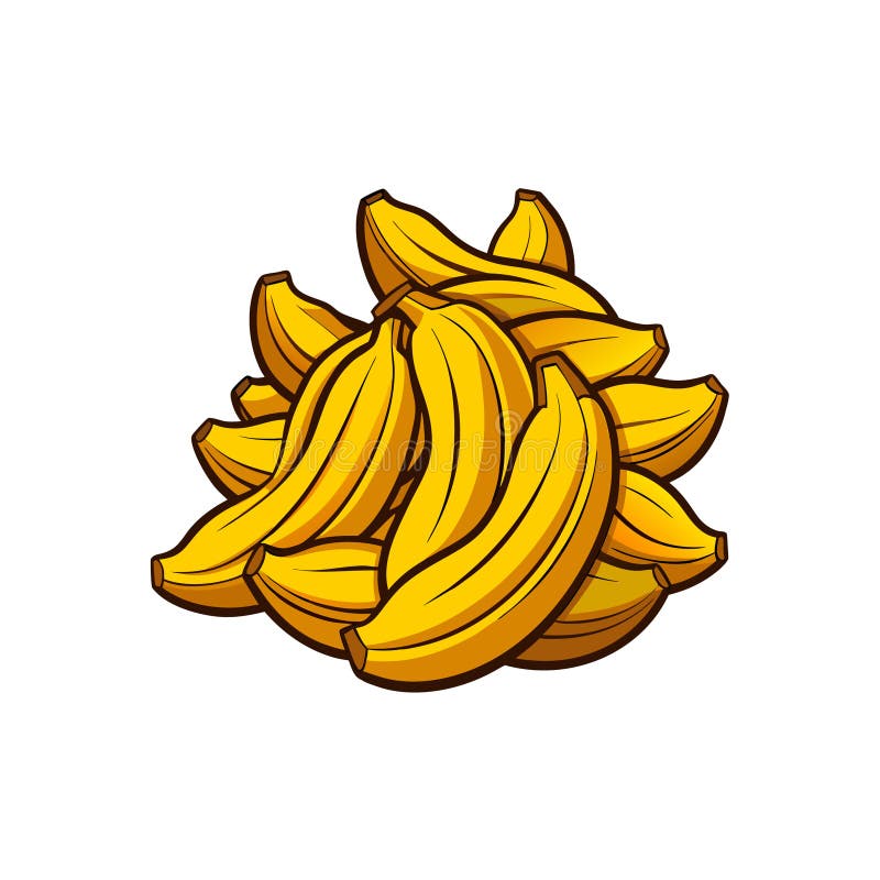 Pile of Bananas Vector Illustration Isolated on White Stock ...
