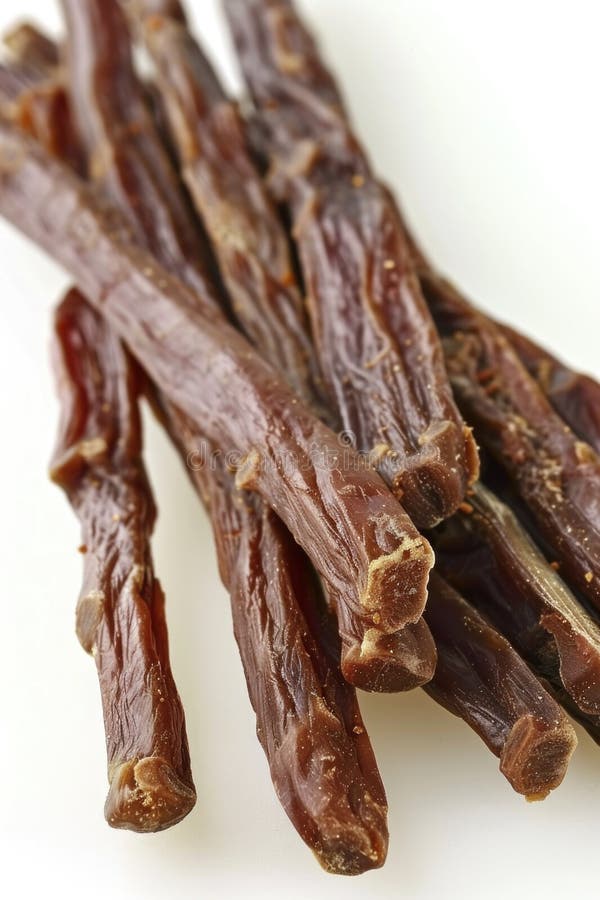 A Pile of Beef Sticks on a White Surface Stock Photo - Image of ...