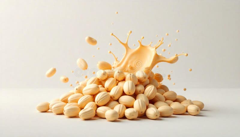 Pile of Beans with Liquid Splash on White Background Stock Illustration ...