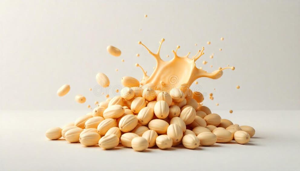 Pile of Beans with Liquid Splash on White Background Stock Illustration ...