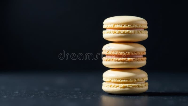 Pile Beige Macaroons Standing Top Each Other Dark Background Stock ...