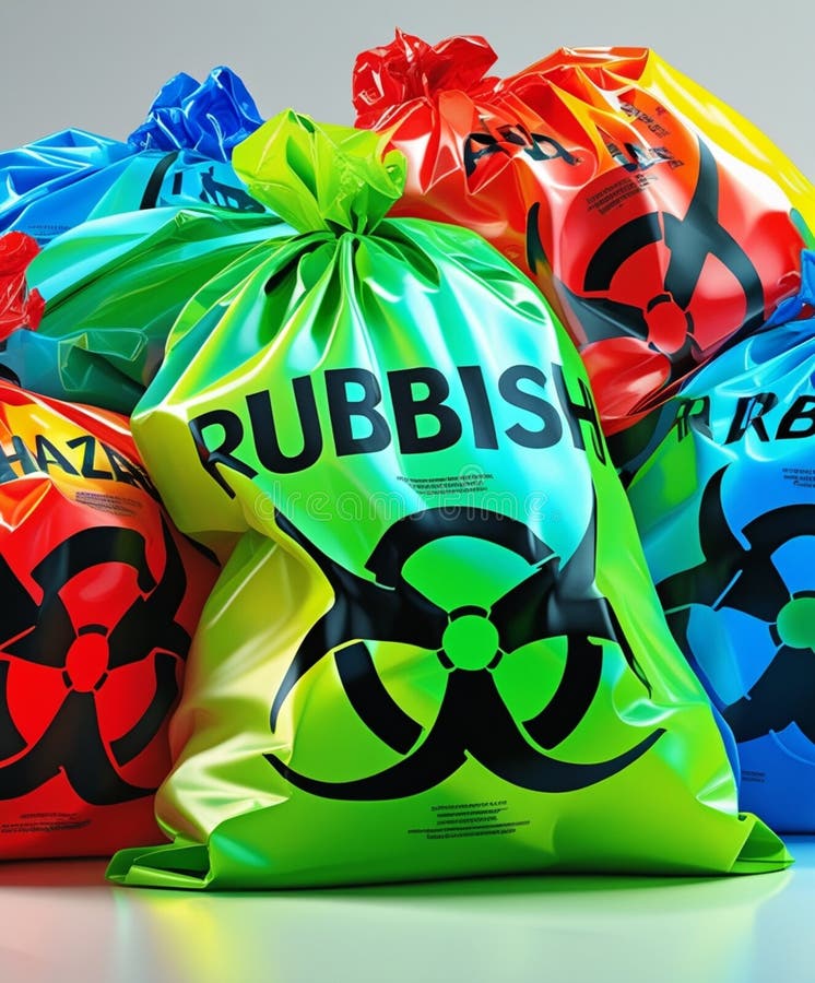 A Pile of Biohazard Garbage Bags Stock Illustration - Illustration of ...