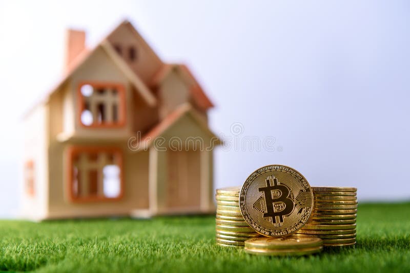 Pile of Bitcoin Coins in Front of House Editorial Stock Image - Image ...