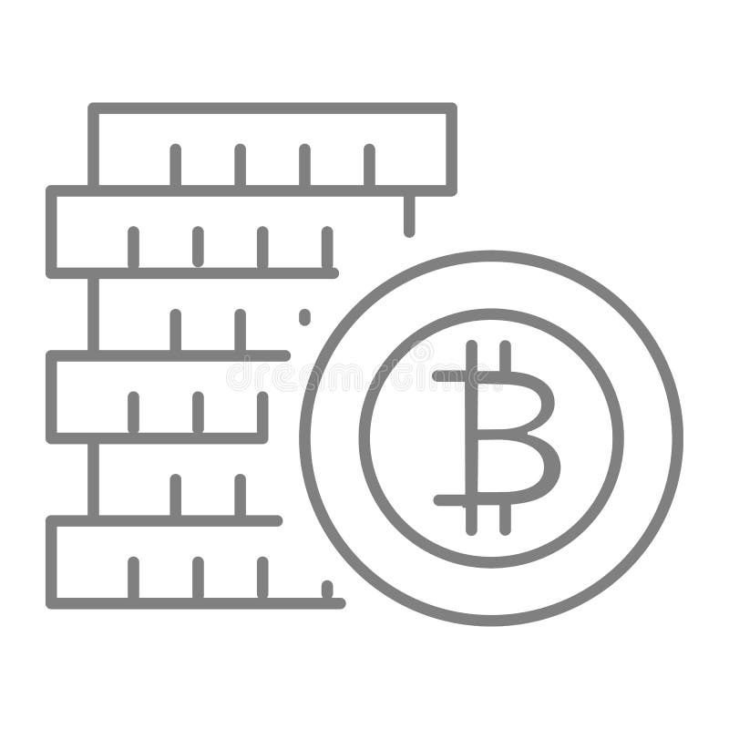 Pile of Bitcoin Coins Thin Line Icon. Cryptocurrency Stack Vector ...