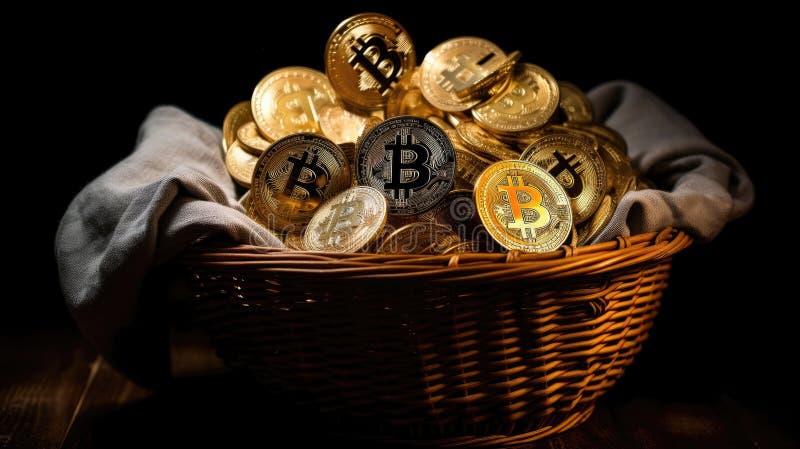 Pile of Bitcoins in the Laundry Basket. Generative AI Stock ...