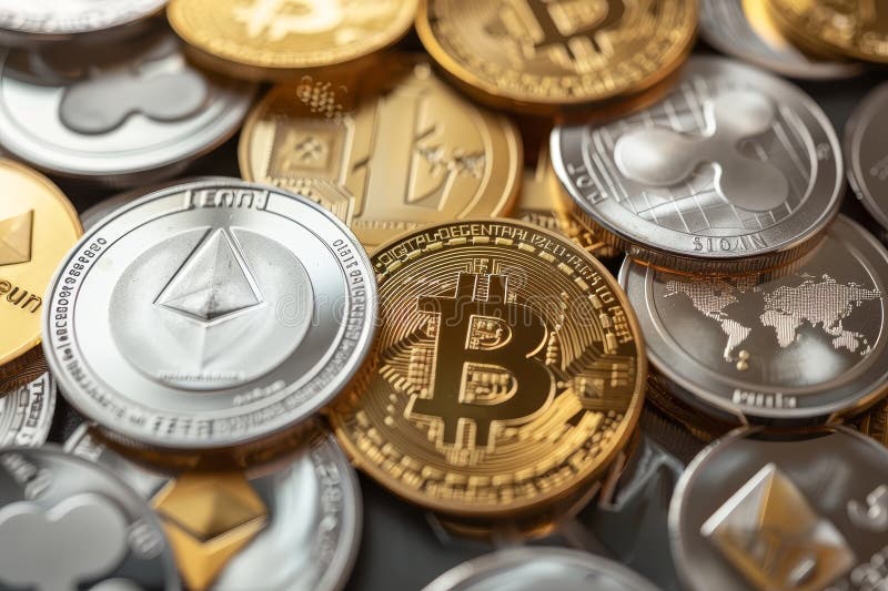 A Pile of Bitcoins Neatly Stacked on Top of Each Other, Create a Visual ...