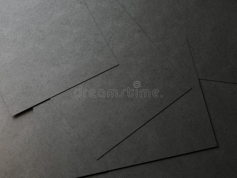 Pile of Black Blank Paper Sheets. 3d Rendering Stock Illustration ...
