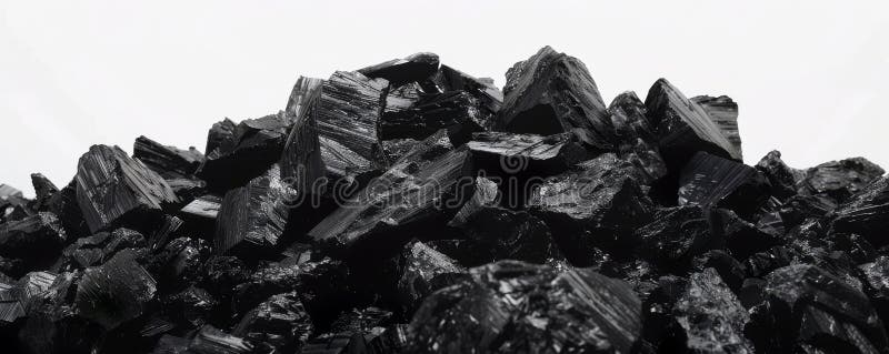 Pile of Black Coal Rocks on White Background, Close-up View Stock Image ...