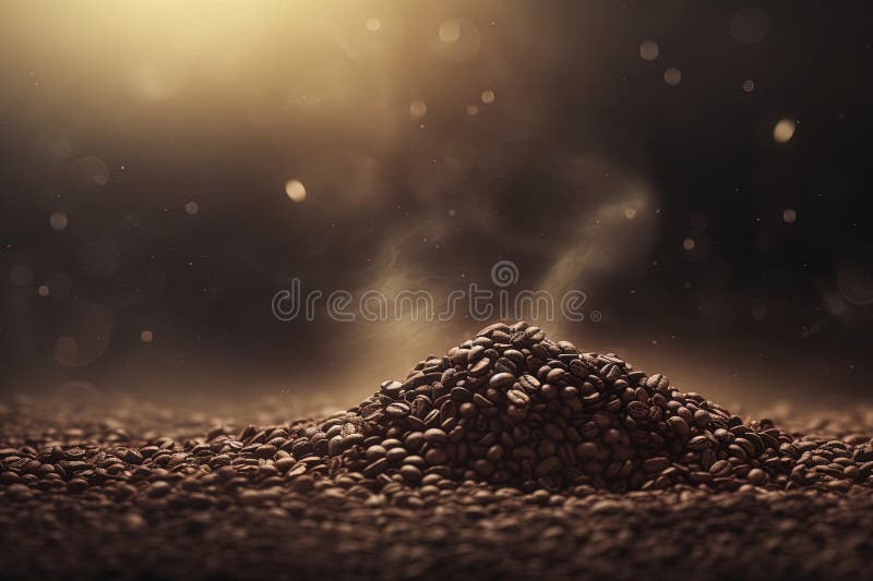 Pile of Black Coffee Beans on Background with Soft Gradient and Blurred ...