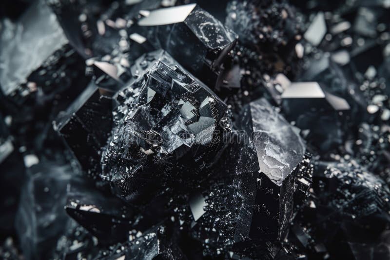 A Pile of Black Crystals Sits Atop a Dark, Featureless Surface Stock ...