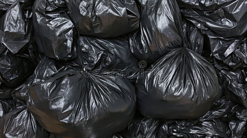 Pile of Black Garbage Bags. Waste Disposal Concept Stock Image - Image ...