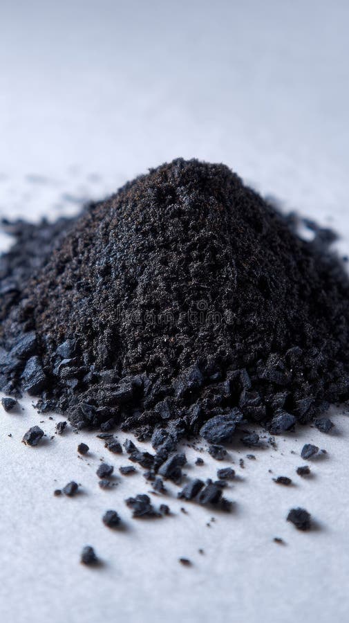 Pile of Black Powder-like Material with Textured Surface, Creating a ...