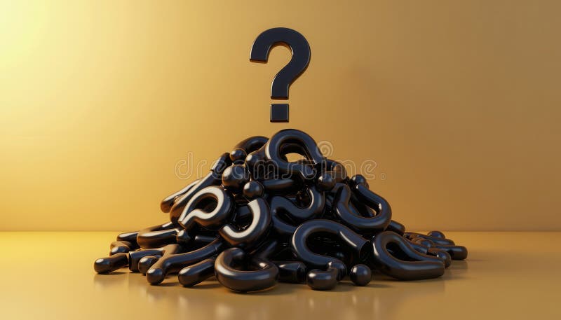 Pile of Black Question Marks on a Golden Background. Stock Illustration ...