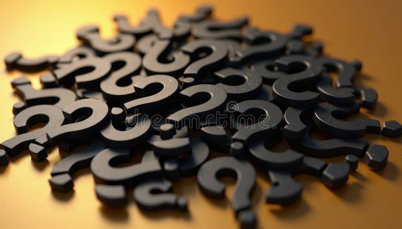 A Pile of Black Question Marks on a Golden Background. Stock ...