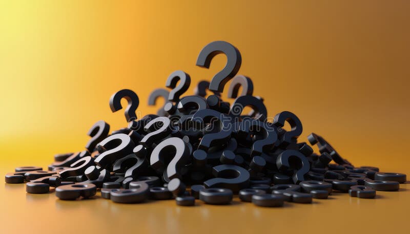 Pile of Black Question Marks on a Yellow Background. Stock Illustration ...