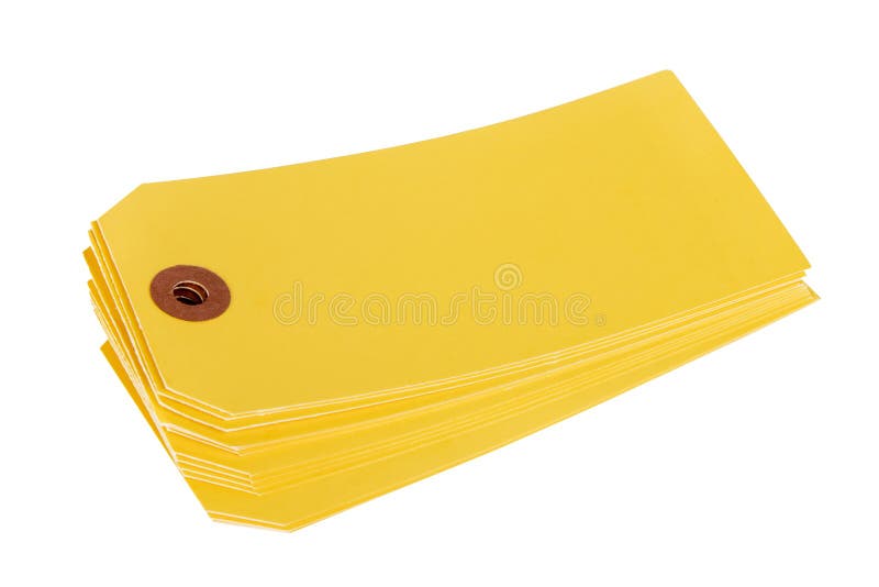 Pile of Blank Yellow Tags Isolated Stock Image - Image of retail, shop ...