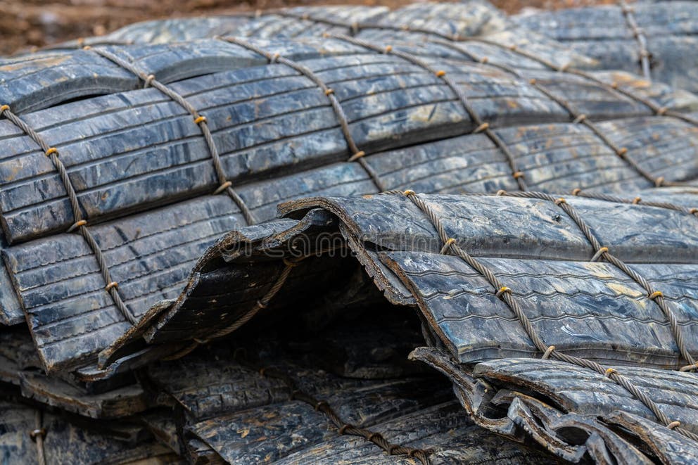 Pile of Blasting Mats at a Construction Site.. Stock Photo - Image of ...