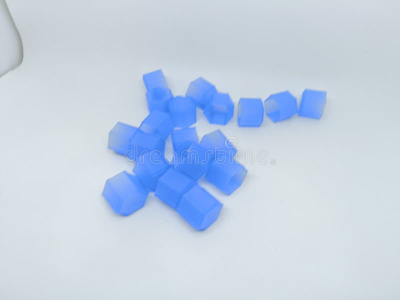 Pile of Blue Plastic Game Cubes on White Background Stock Photo - Image ...