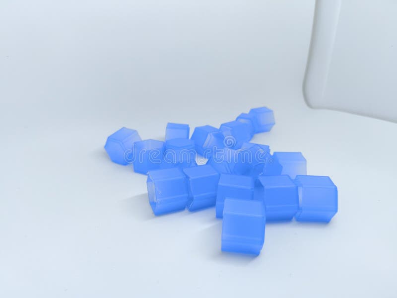 Pile of Blue Plastic Game Cubes on White Background Stock Image - Image ...