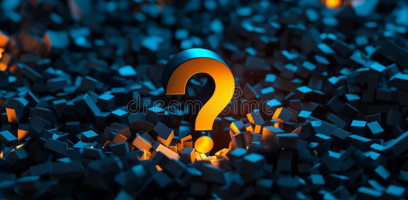 A Pile of Blue Question Mark Symbols on a Blue Background in a 3D ...