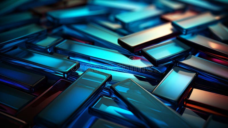 A Pile of Blue Rectangular Objects Stock Illustration - Illustration of ...