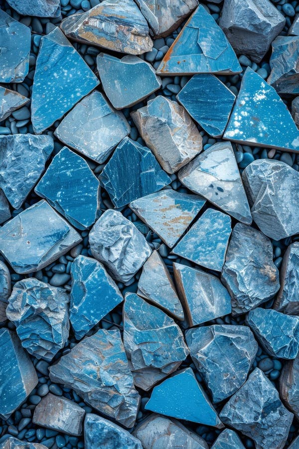 A Pile of Blue Rocks Arranged in an Array of Triangles Next To Each ...