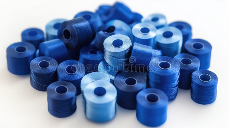 A Pile of Blue and White Thread Stock Illustration - Illustration of ...