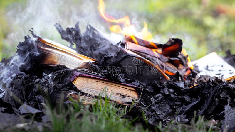 A Pile Of Books Is Burning On The Fire Stock Photo - Image of ignorance ...